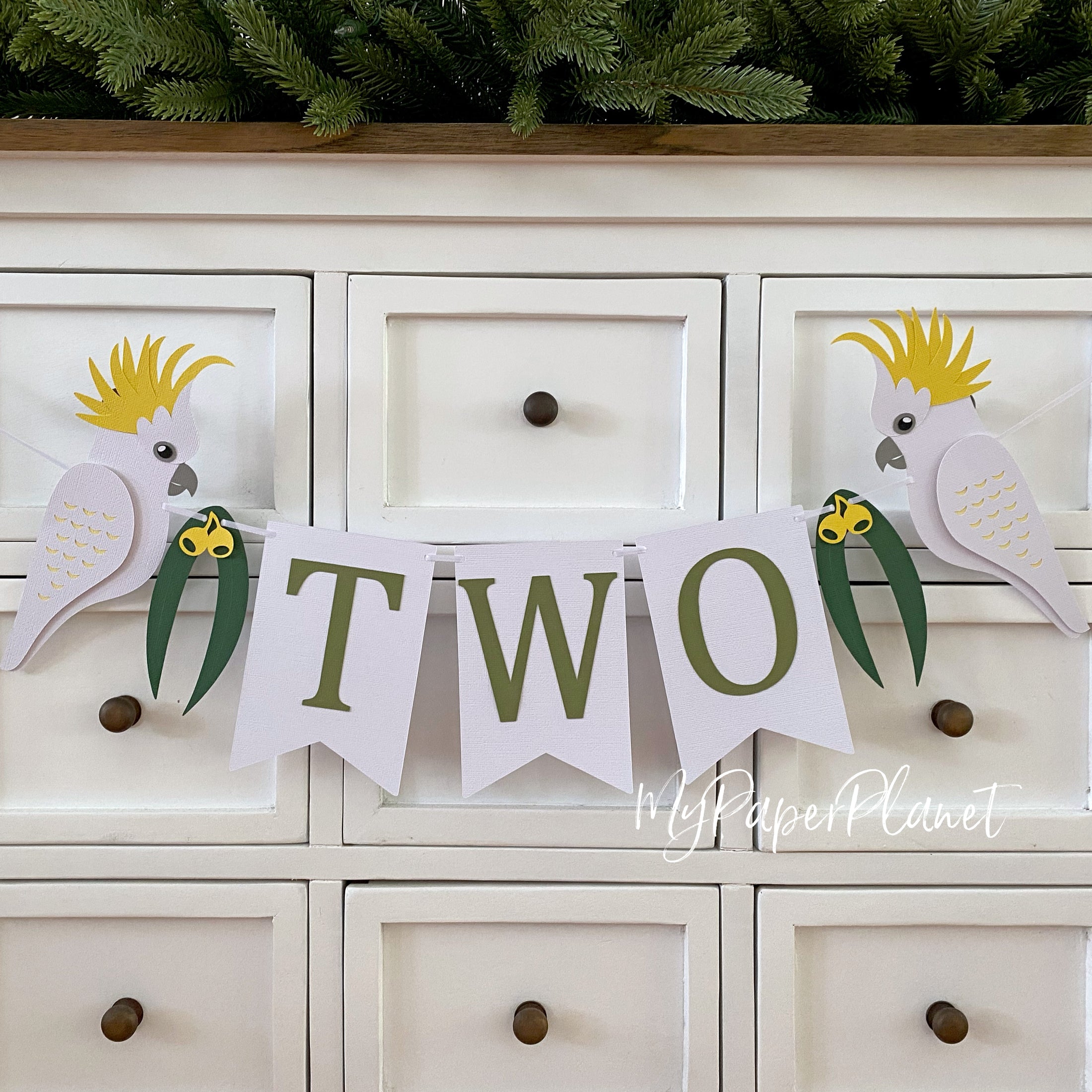 Cockatwo cockatoo native bird birthday banner, party decor. – My Paper ...