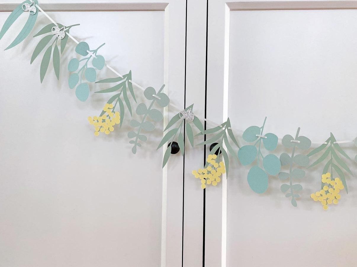 Gum leaf and wattle garland. Australian native flora banner. – My Paper ...